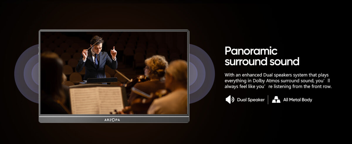 ARZOPA Portable Monitor 15.6” 1080P FHD USB-C HDMI HDR Eye Care ...